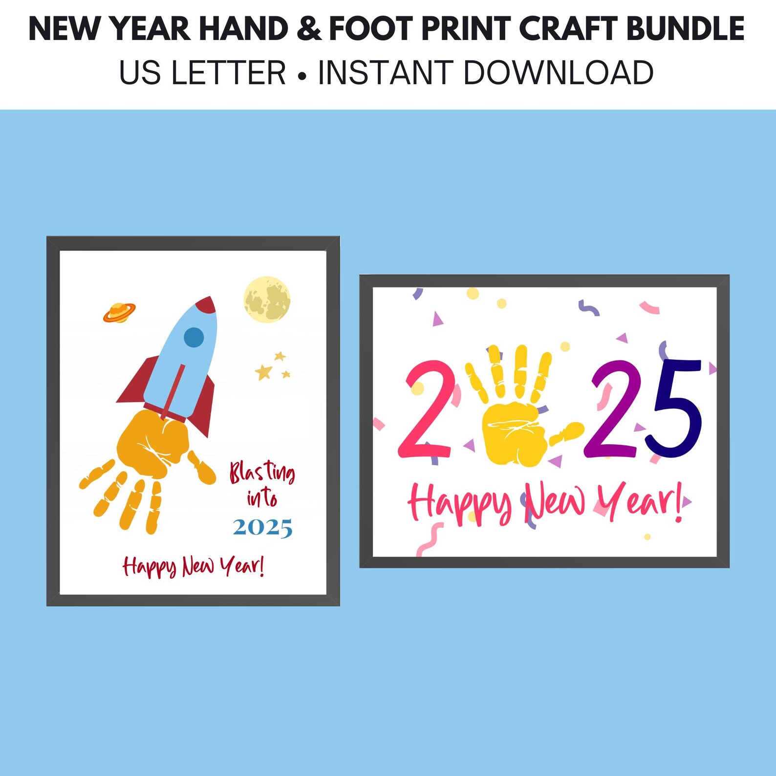 2025 New Year Handprint Art New Year Activity Handprint Crafts ...