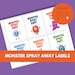 Cute Monster Spray Away | Get Rid of Monsters Spray Labels | Scare ...