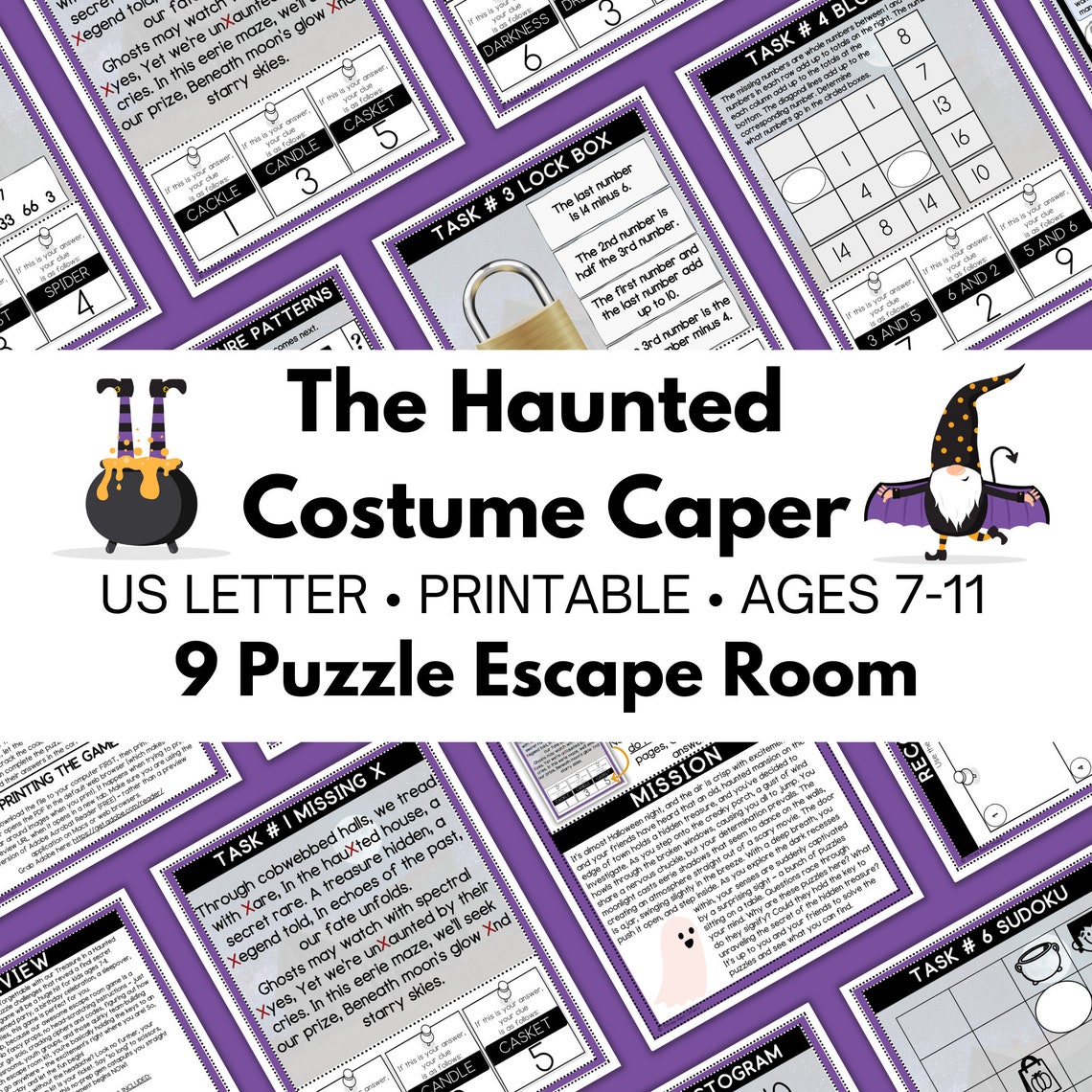 Halloween Escape Game the Haunted Costume Caper Party Game 9 Puzzle ...