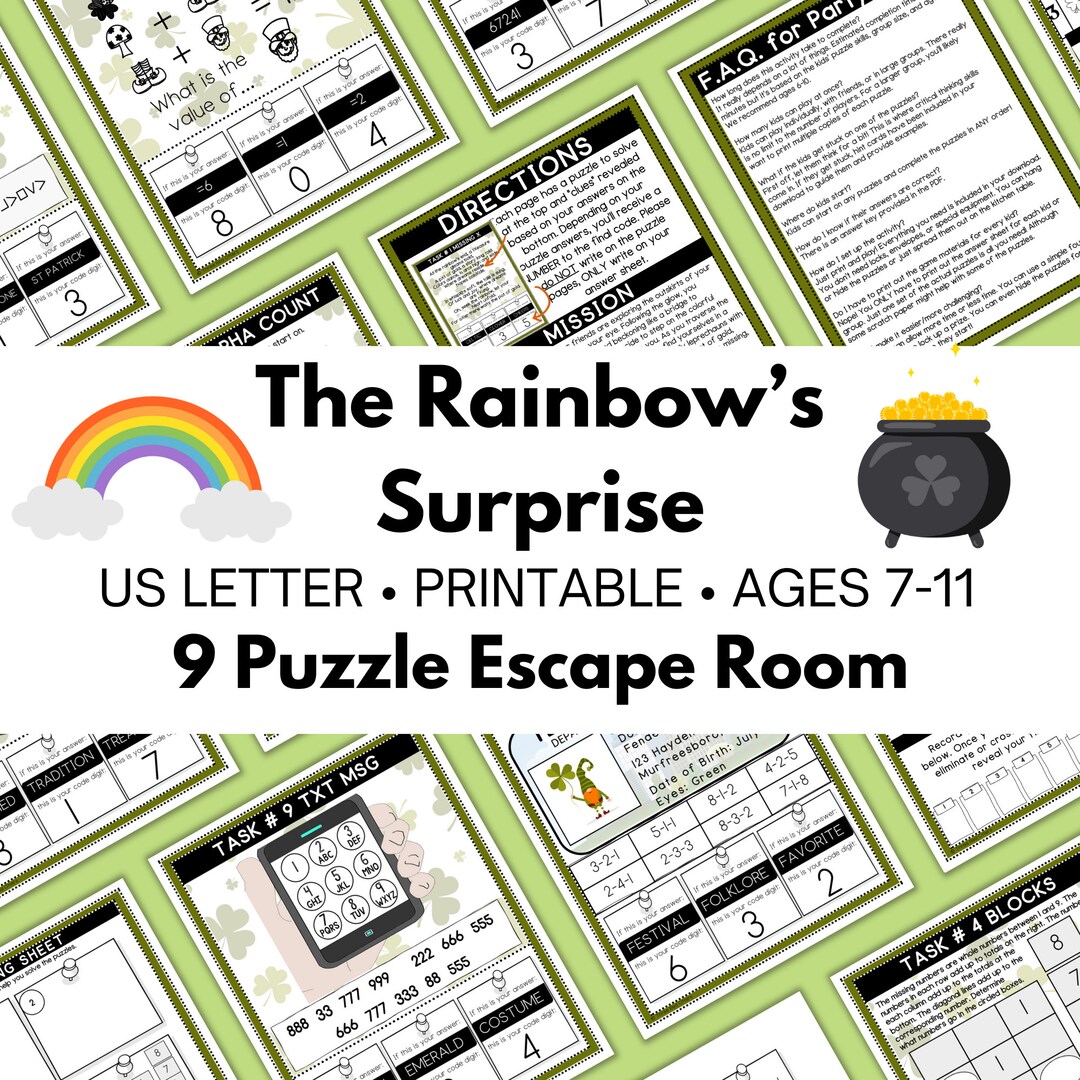 St Patrick’s Day Escape Game – the Rainbow’s Surprise Party Game – 9 ...