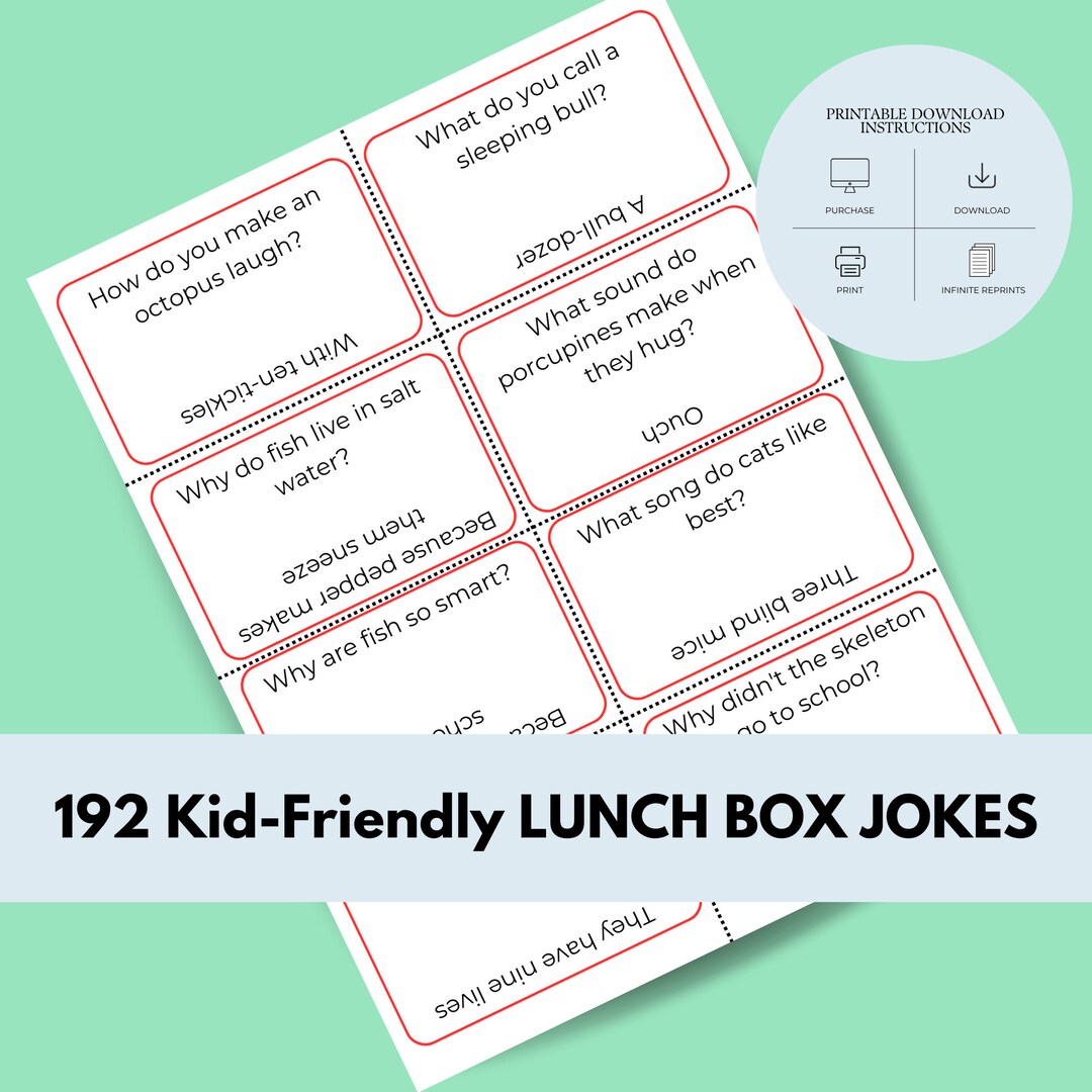 Joke Lunch Box Notes for Kids, 192 Lunchbox Notes, Ink Friendly School ...