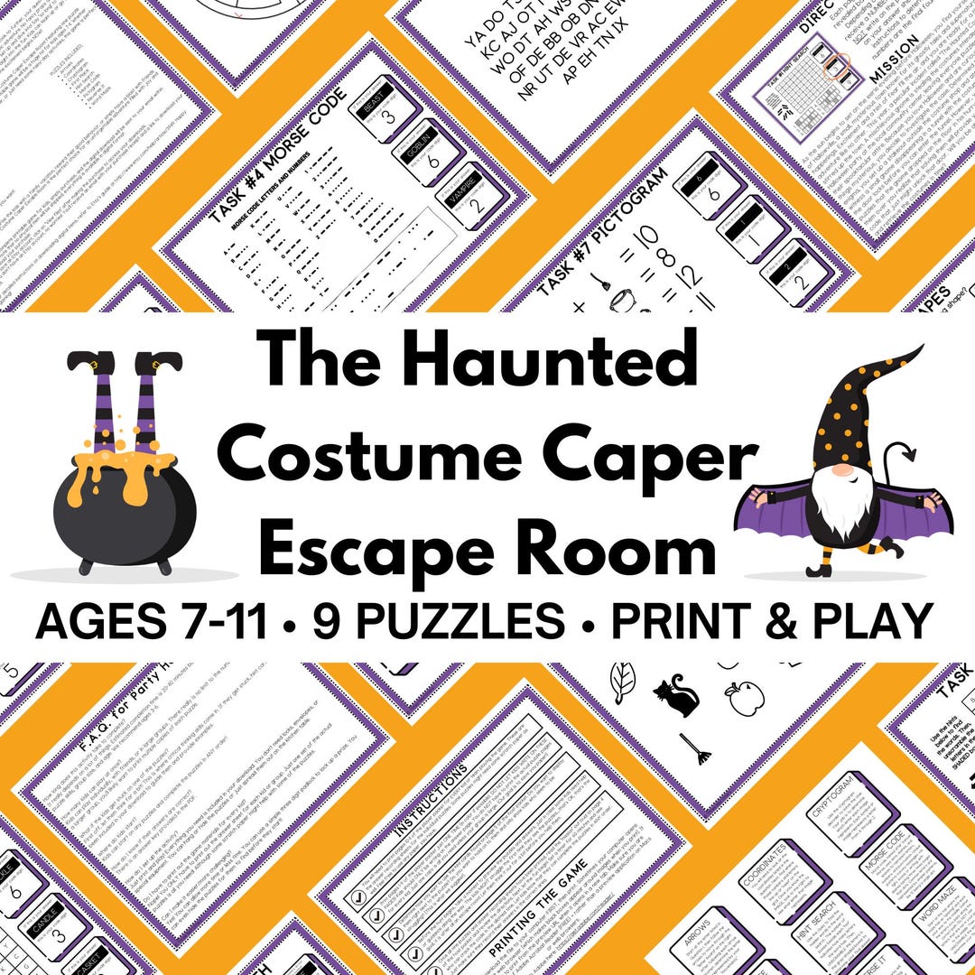 Halloween Escape Game – the Haunted Costume Caper Party Game – 9 Puzzle ...