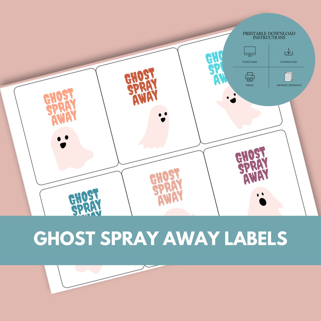 Cute Ghost Spray Away | Get Rid of Ghosts Spray Labels | Scare Those ...