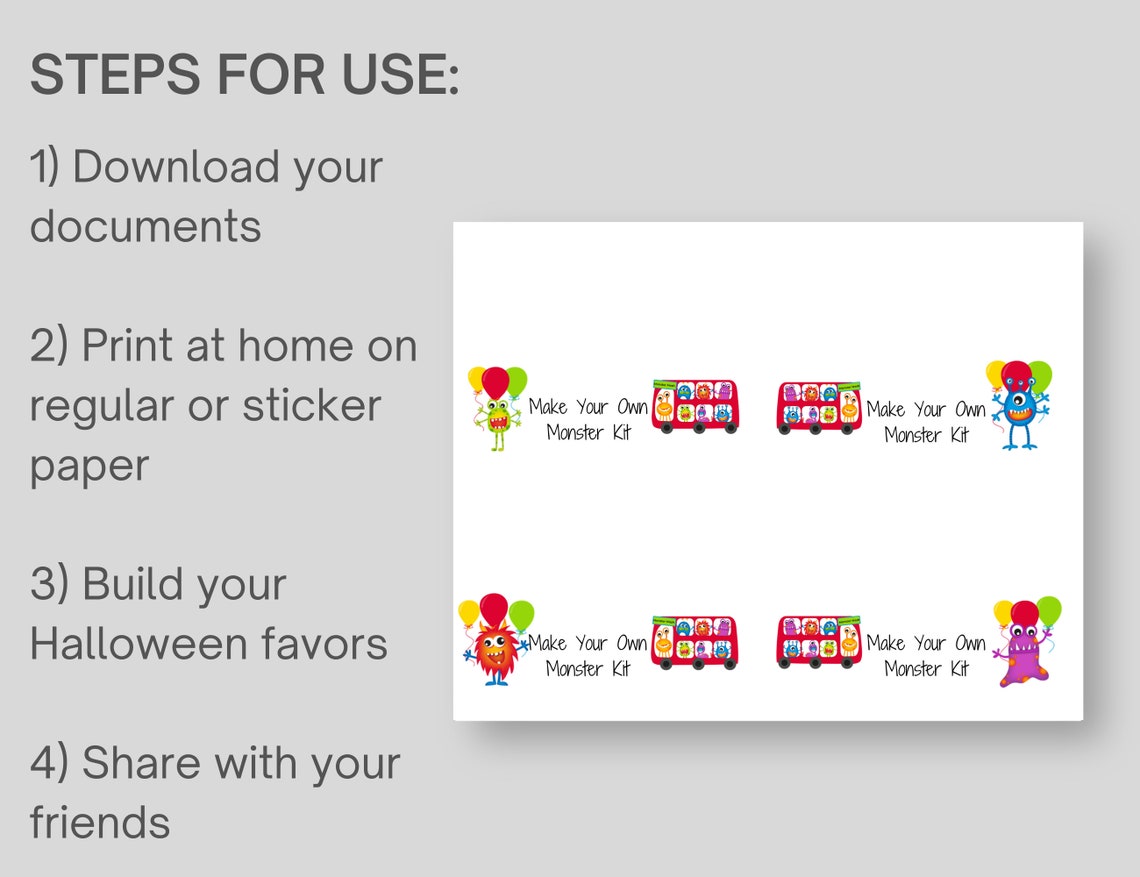 Cute Monster Halloween Make a Monster Halloween Favor - Etsy