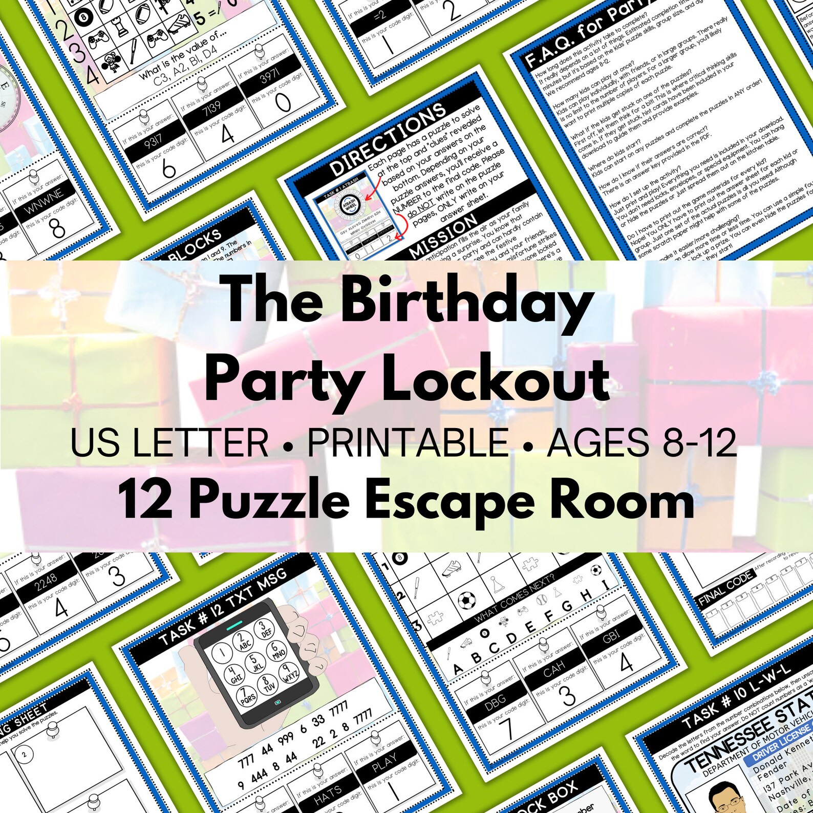 Birthday Escape Game - the Birthday Party Lockout Party Game - 12 ...