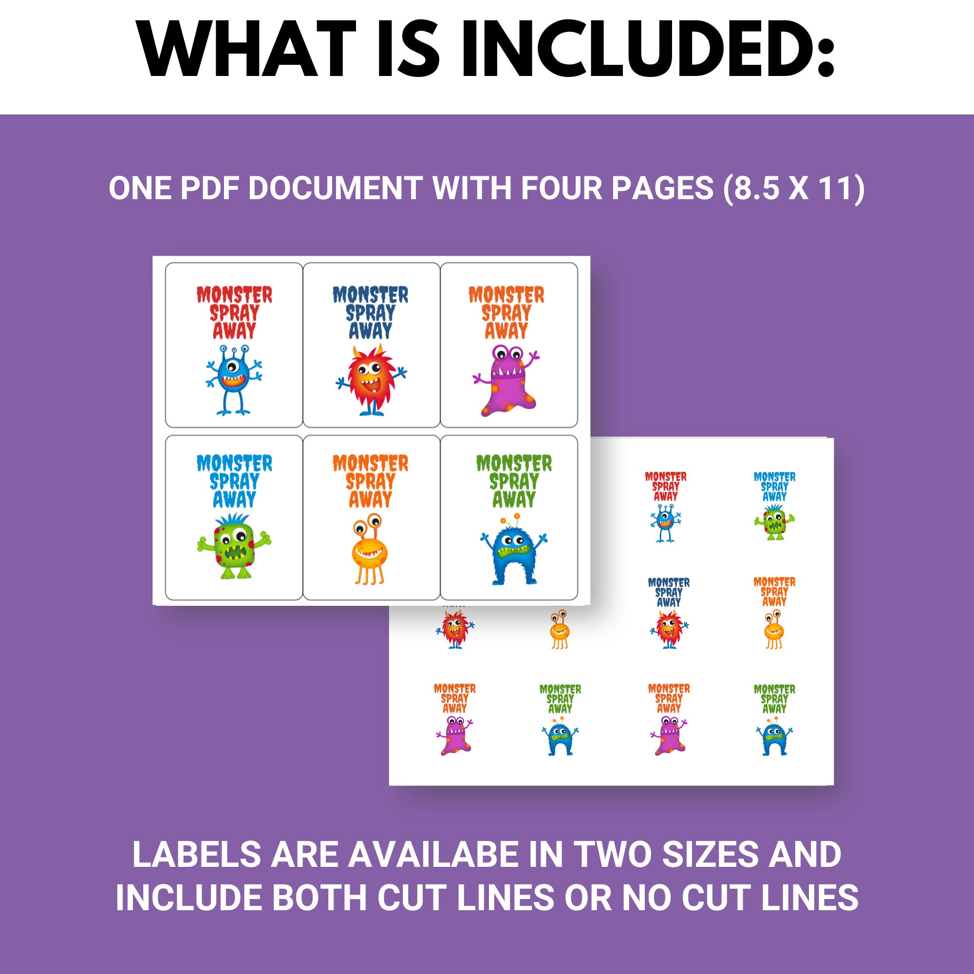 Cute Monster Spray Away | Get Rid of Monsters Spray Labels | Scare ...