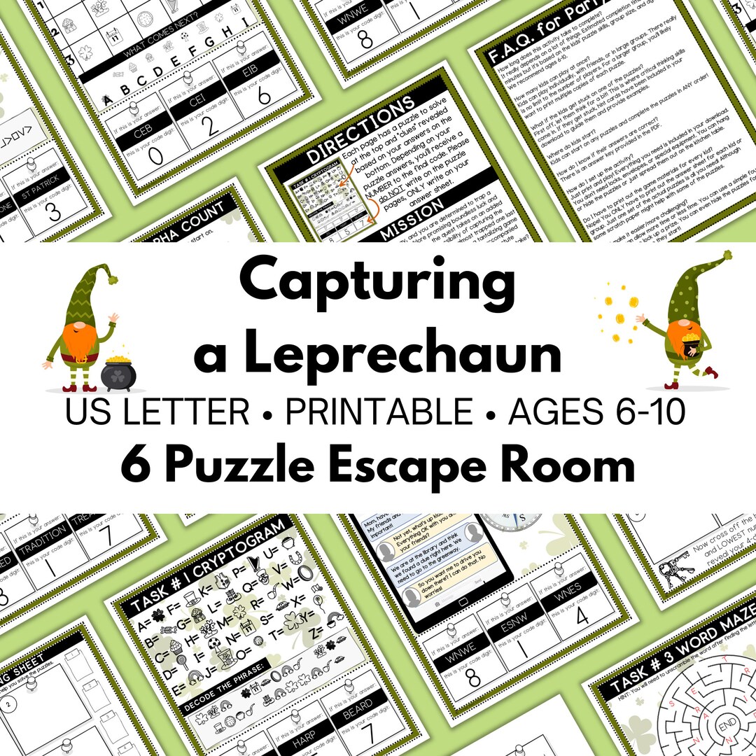 St Patrick’s Day Escape Game – Capture the Leprechaun Party Game – 6 ...