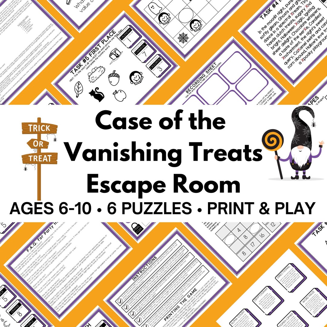 Halloween Escape Game – Case of the Vanishing Treats Party Game – 6 ...