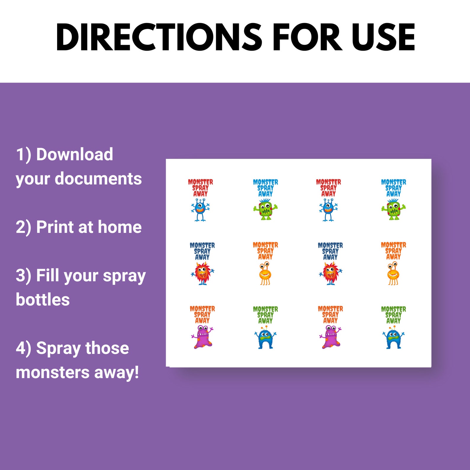 Cute Monster Spray Away | Get Rid of Monsters Spray Labels | Scare ...