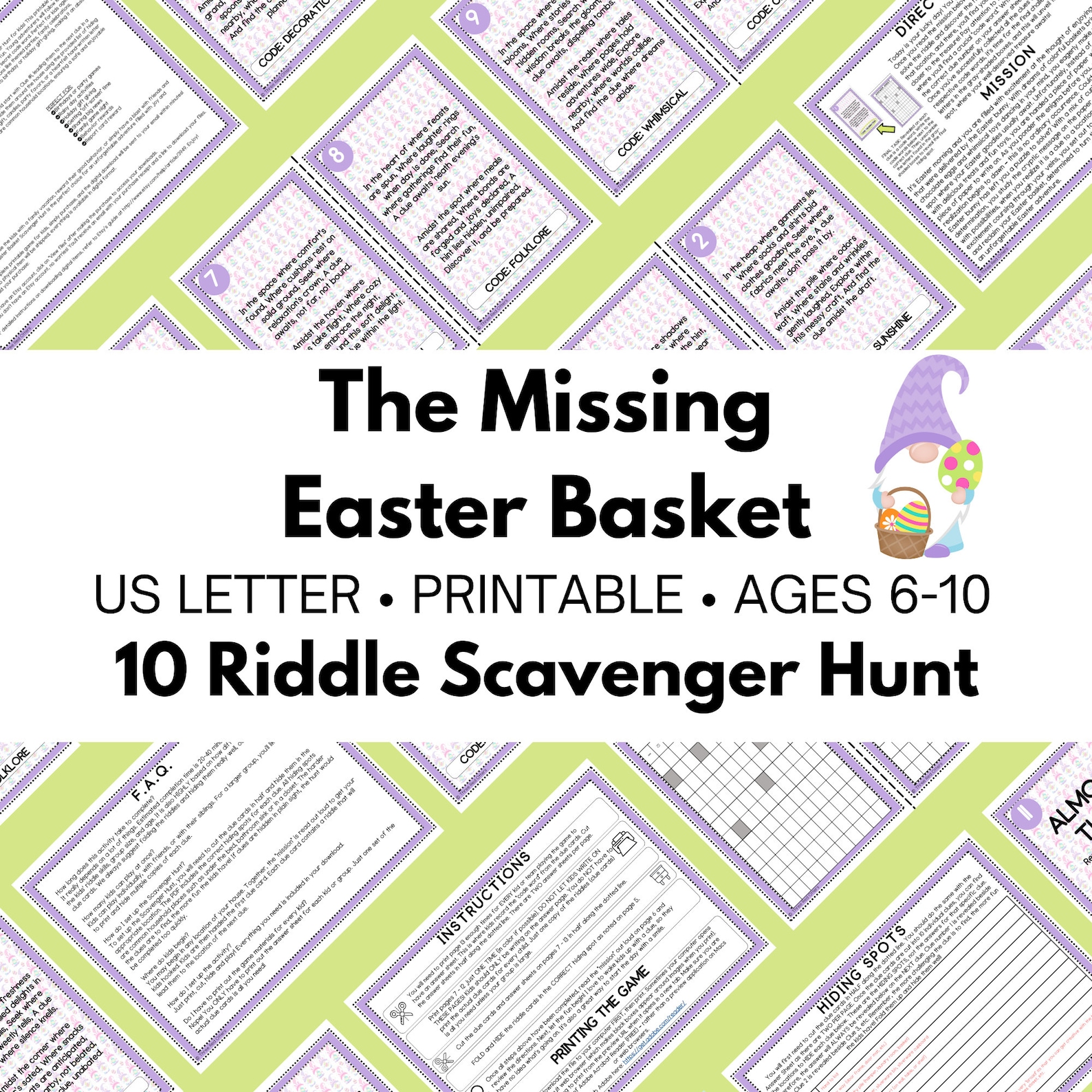 Easter Treasure Hunt – Missing Easter Basket Party Game – 10 Riddle ...
