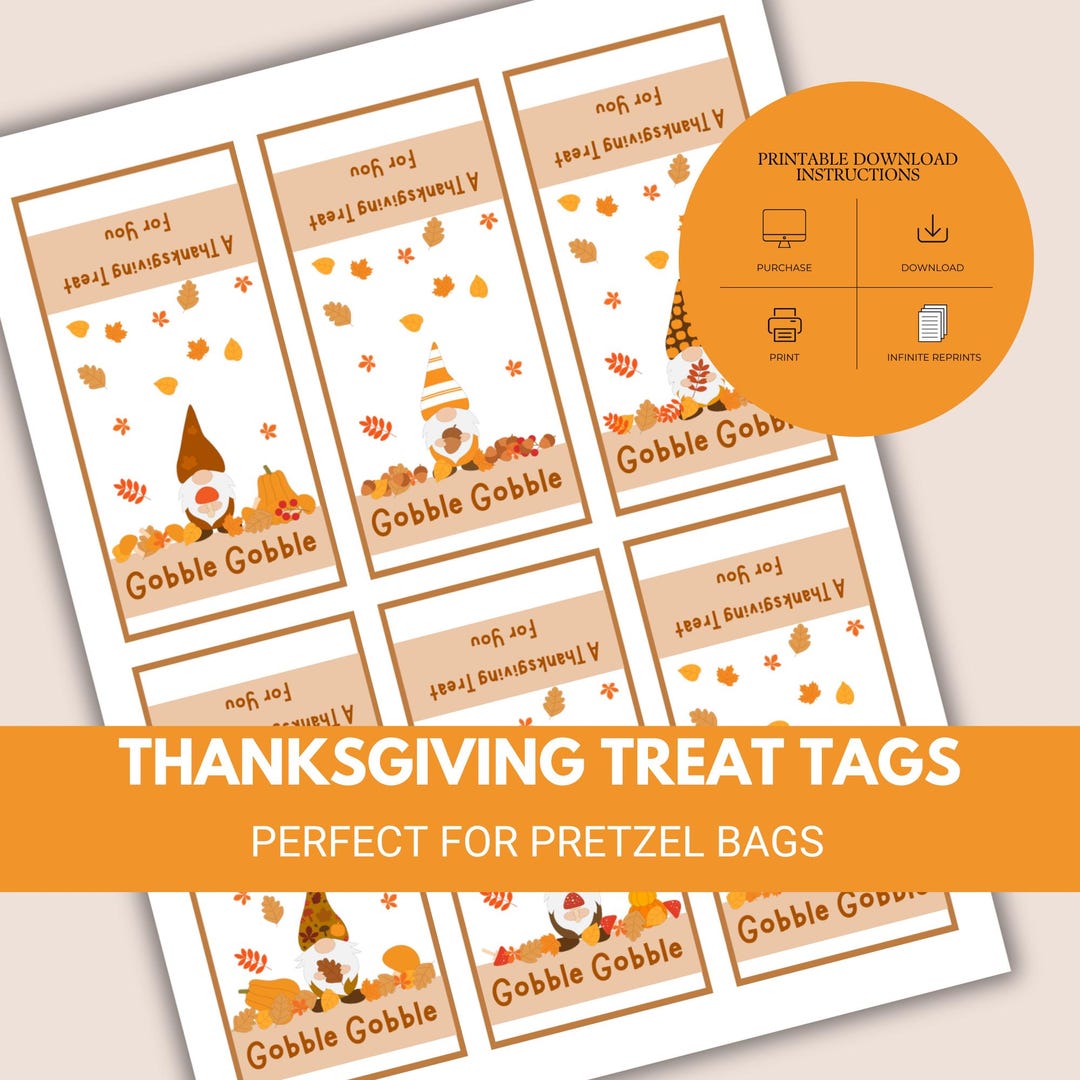 Thanksgiving Gnomes Gobble Gobble Treat Tags | Holiday Gnomes Sweet ...