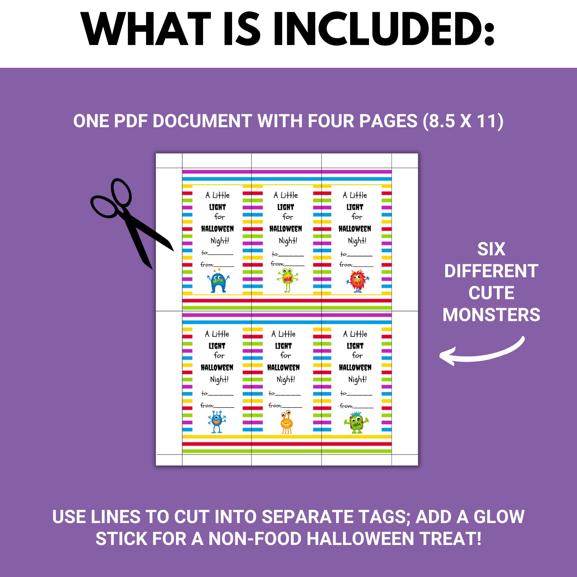 Cute Monster Light for Halloween Night Glow Stick Halloween Favor Non ...