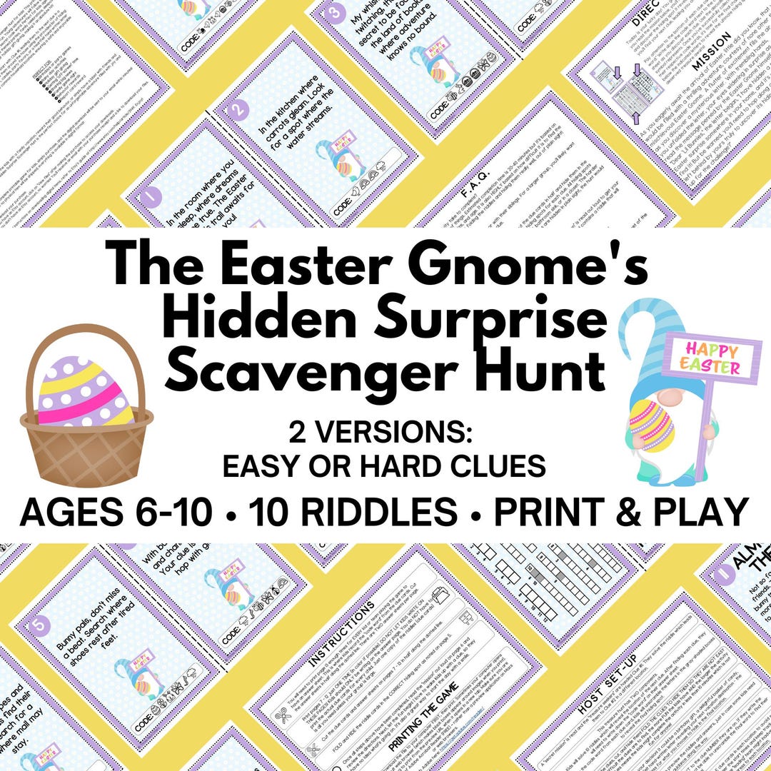 Easter Treasure Hunt - Easter Gnome’s Hidden Surprise Party Game - 10 ...