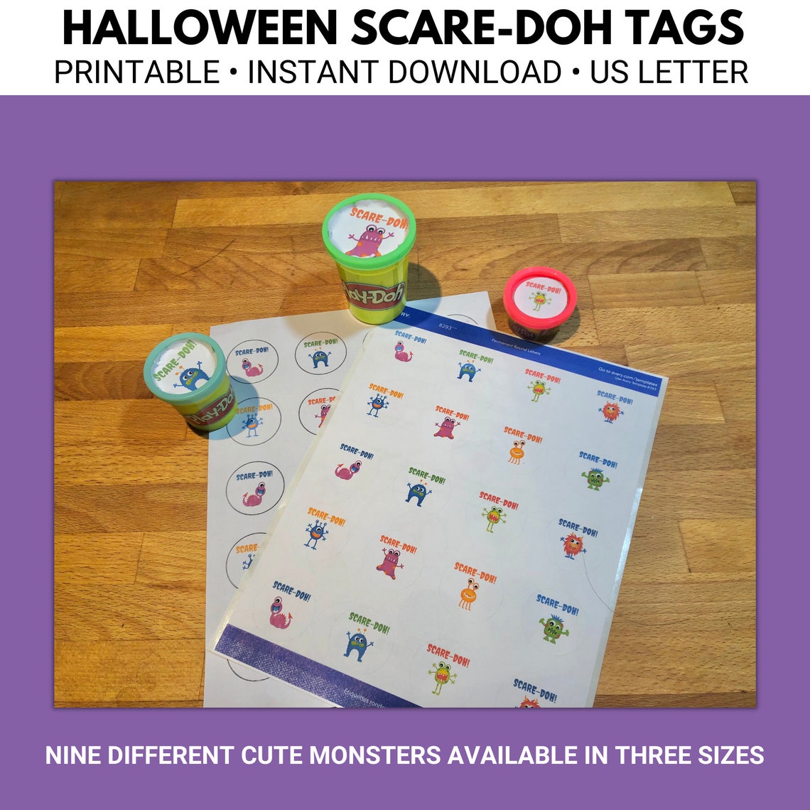 Cute Monster Halloween Scare Doh | Play Doh Halloween Favor | Non-food ...