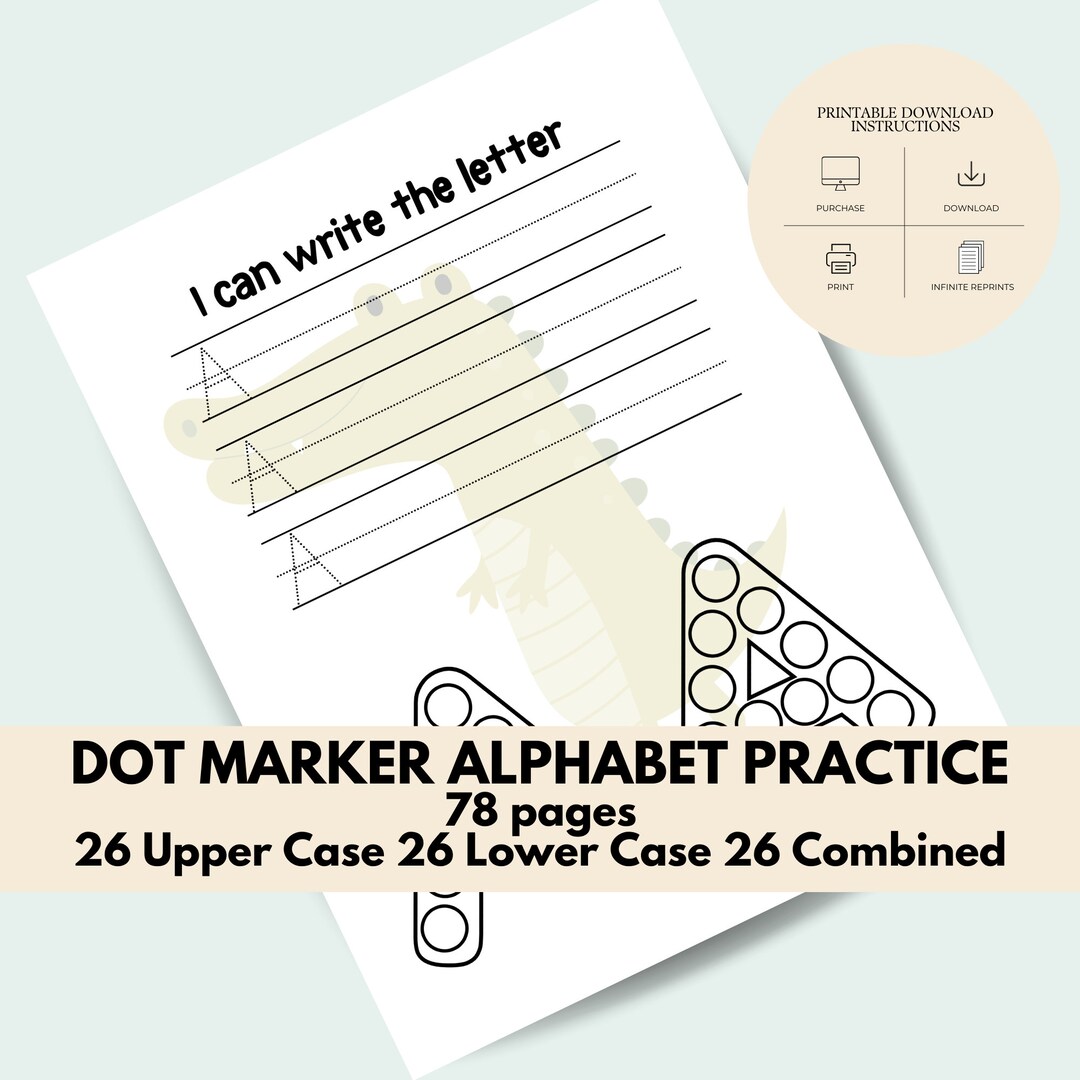 Dot Practice Alphabet Sheets in Upper Case Lower Case and Mixed Case ...