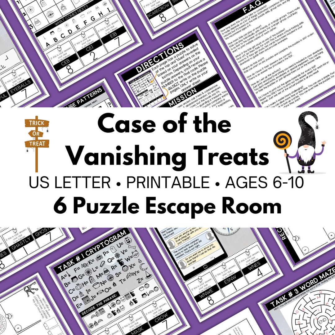 Halloween Escape Game Case of the Vanishing Treats Party Game 6 Puzzle ...