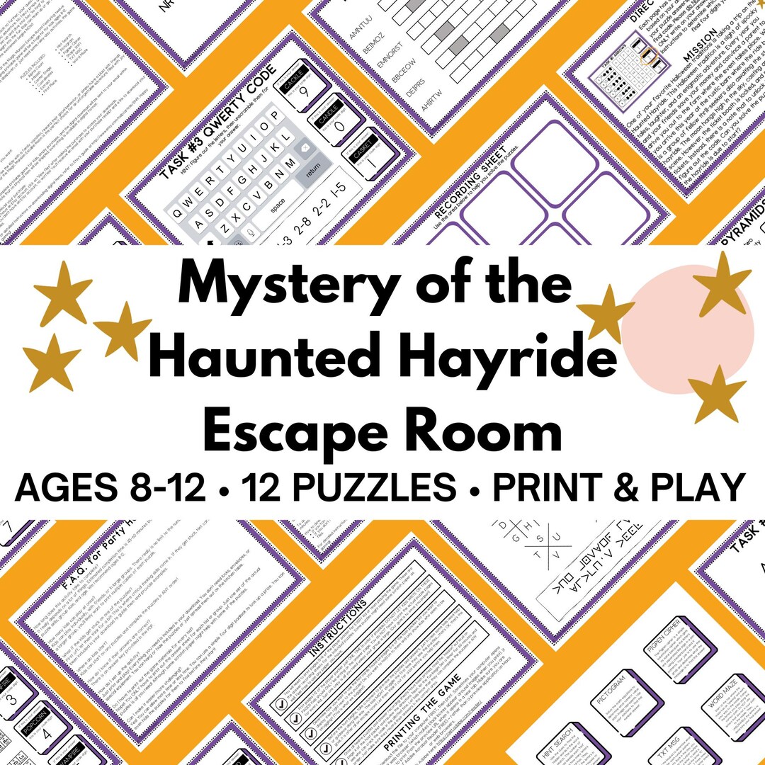 Halloween Escape Game - Mystery of the Haunted Hayride Party Game - 12 ...