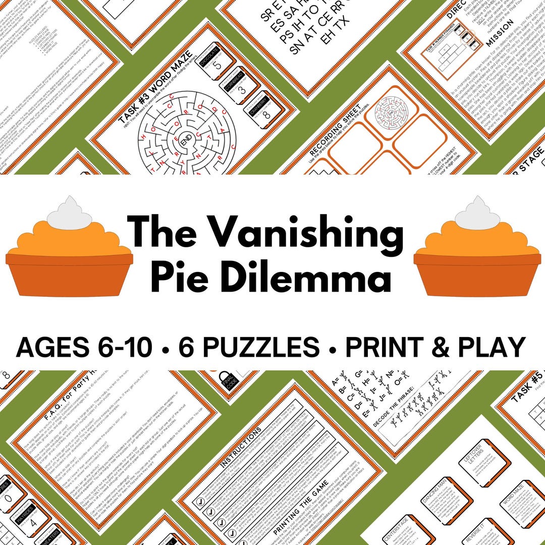 Thanksgiving Escape Game – the Vanishing Pie Dilemma Party Game – 6 ...