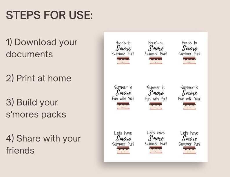 Summer Smores Favor Labels Smores Favor Kits Smores - Etsy