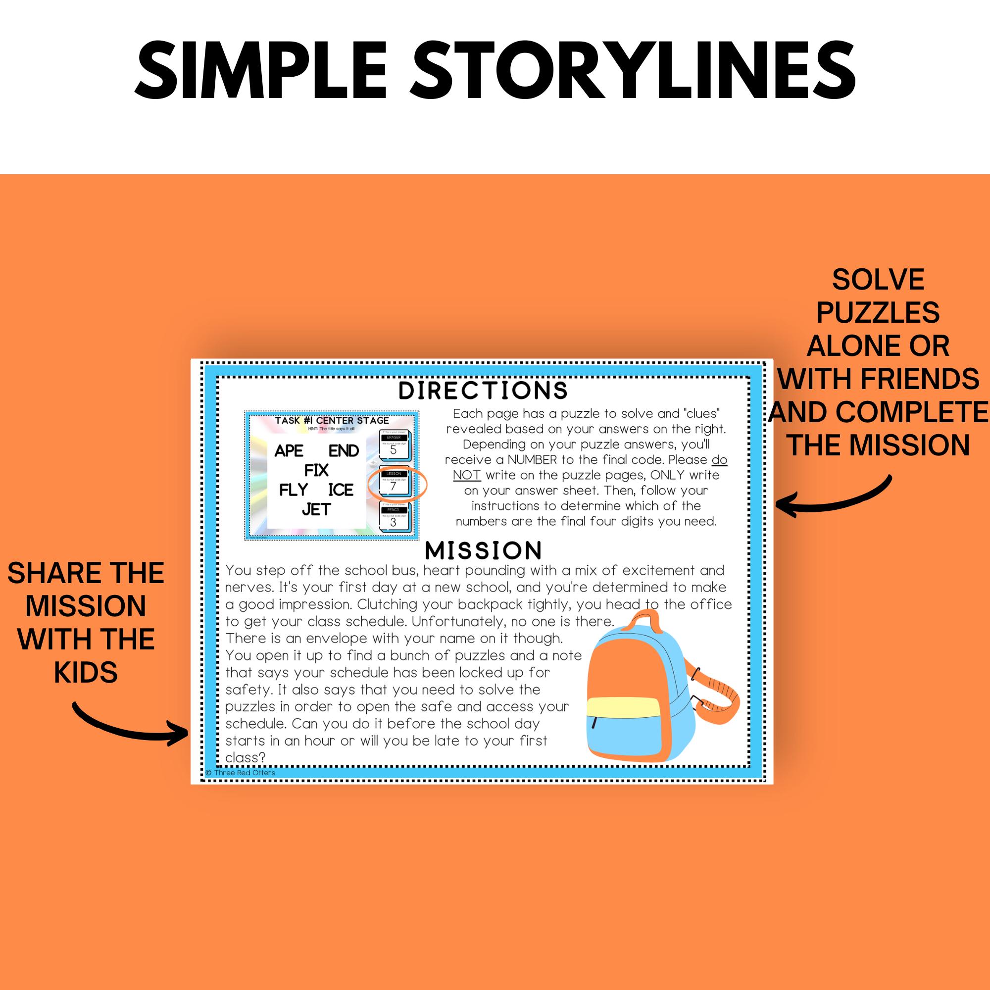 Back to School Escape Game First Day Jitters Party Game 9 Puzzle ...