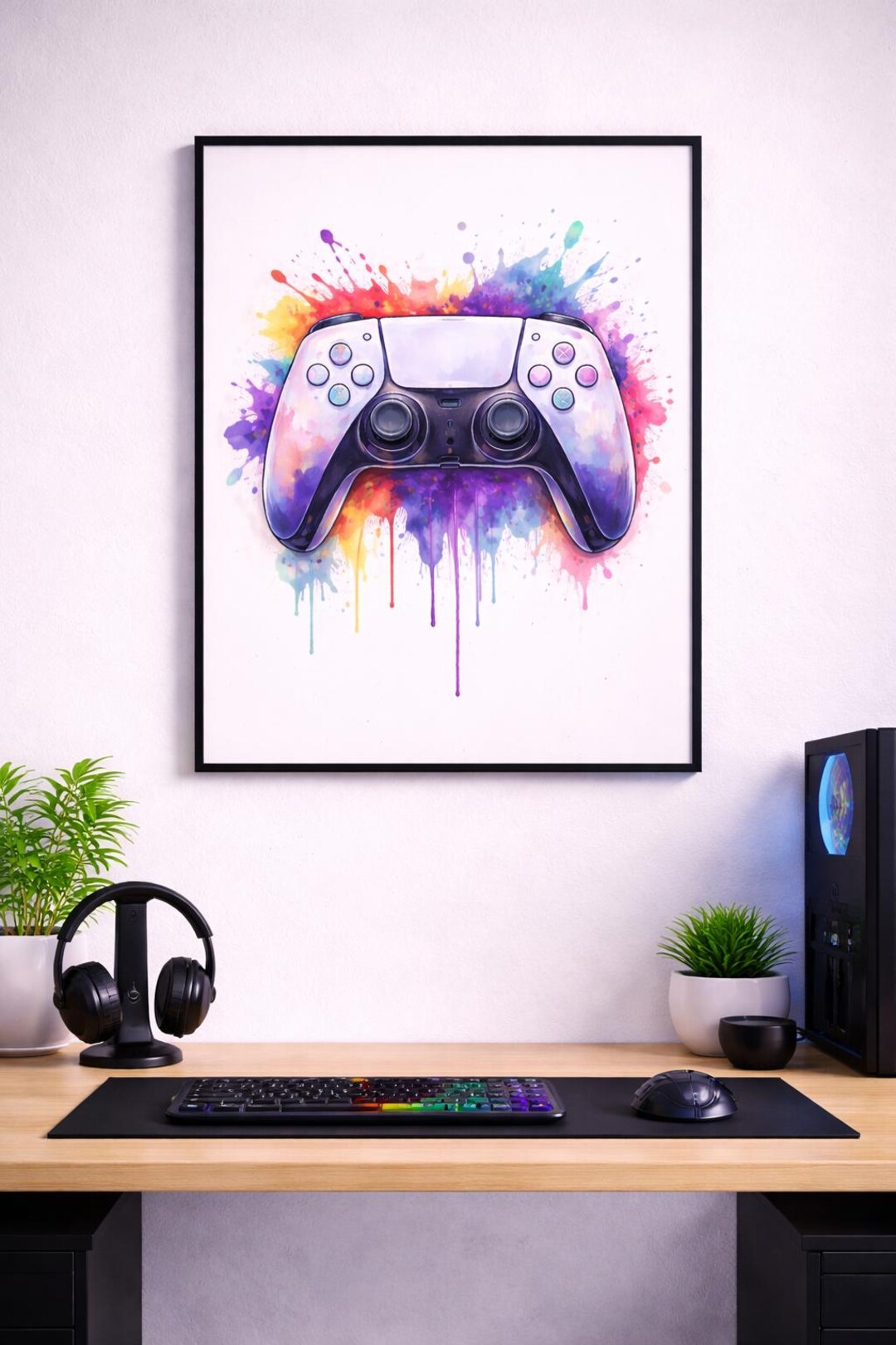 Colourful Gaming Controller Printable Wall Art | Gamer Room Decor ...
