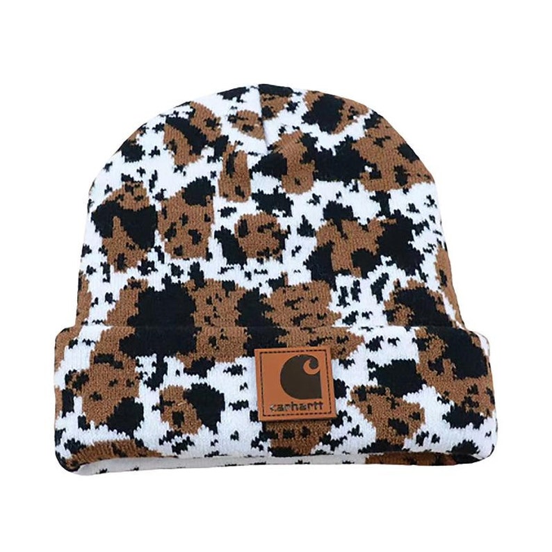 Cow Print Beanie Hats for Women Men Warm Knithat Animal Print Beanies ...