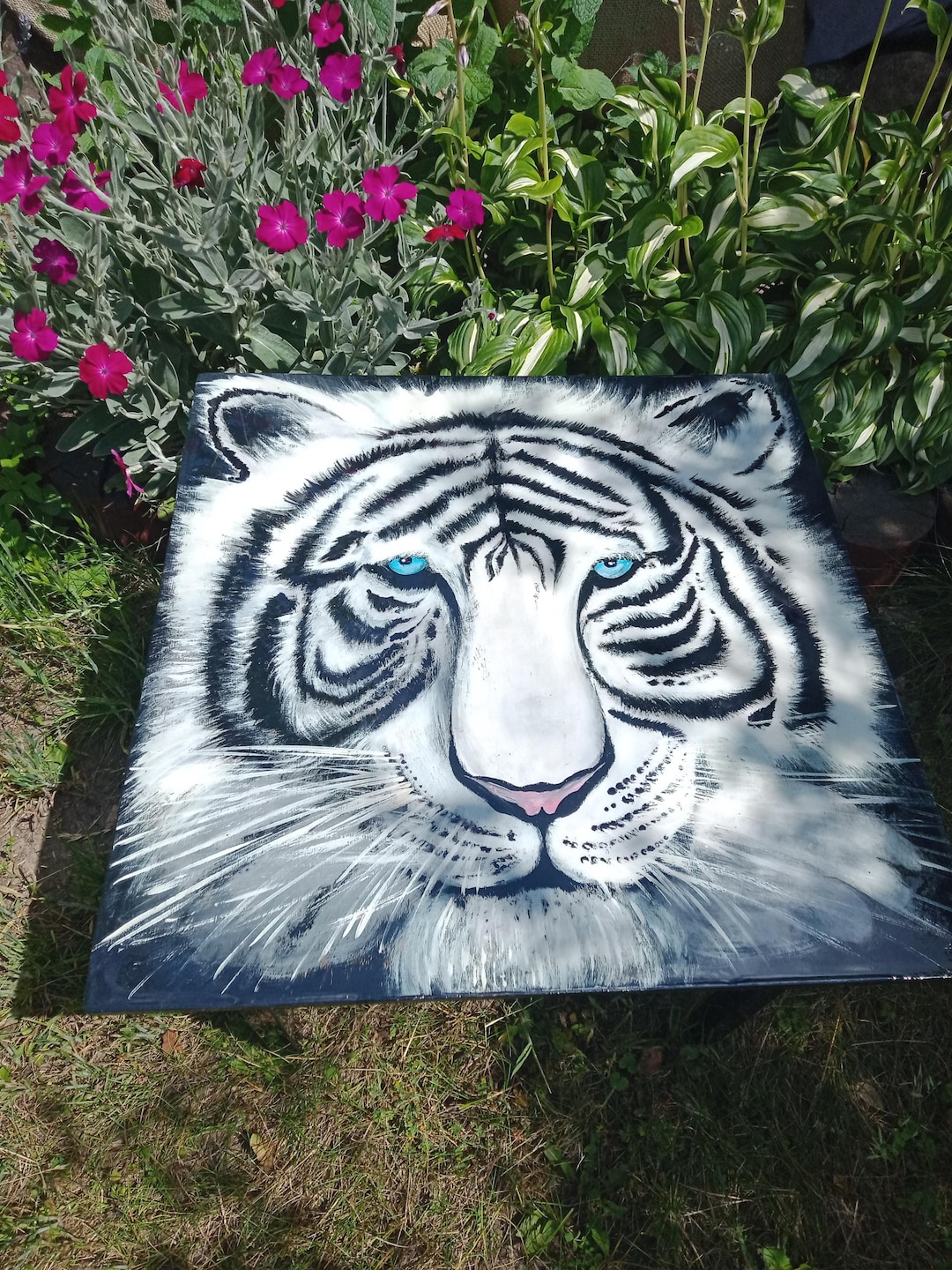White Tiger Coffee Table, Hand Painted Table, Personalised Table, Art ...