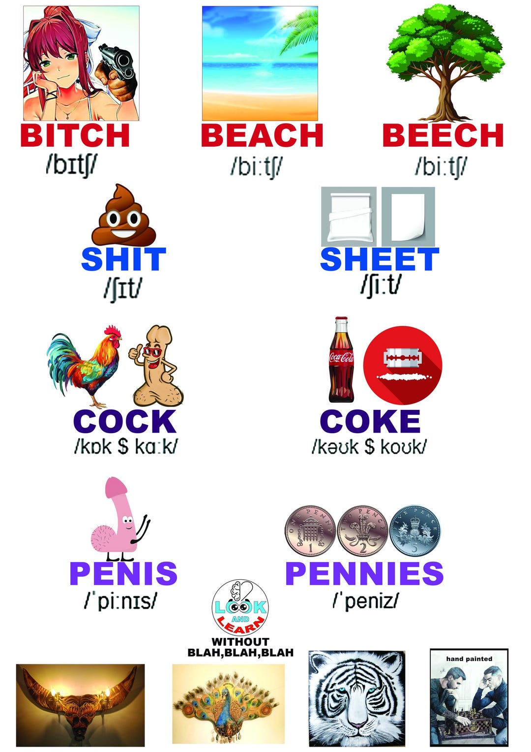 English Homophones, English Words, Beach , Sheet, Coca Cola, Coke, Coke ...