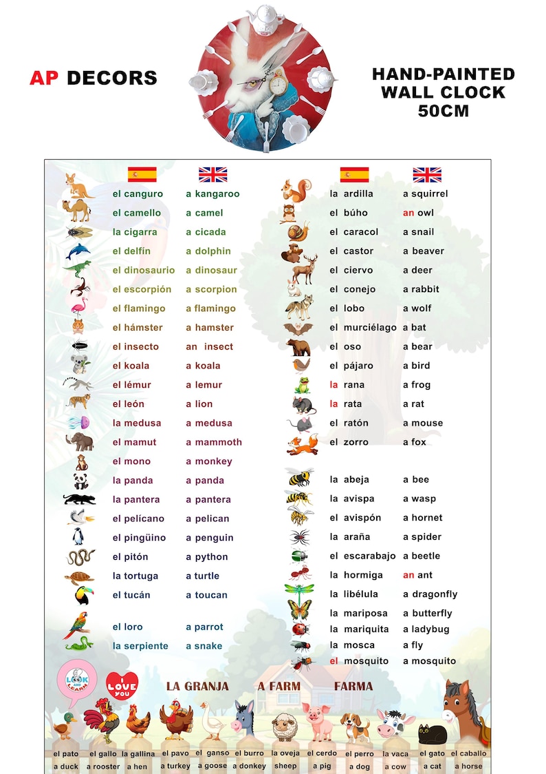 English Worksheet , English Lesson, Spanish Leccion, Las Palabras ...