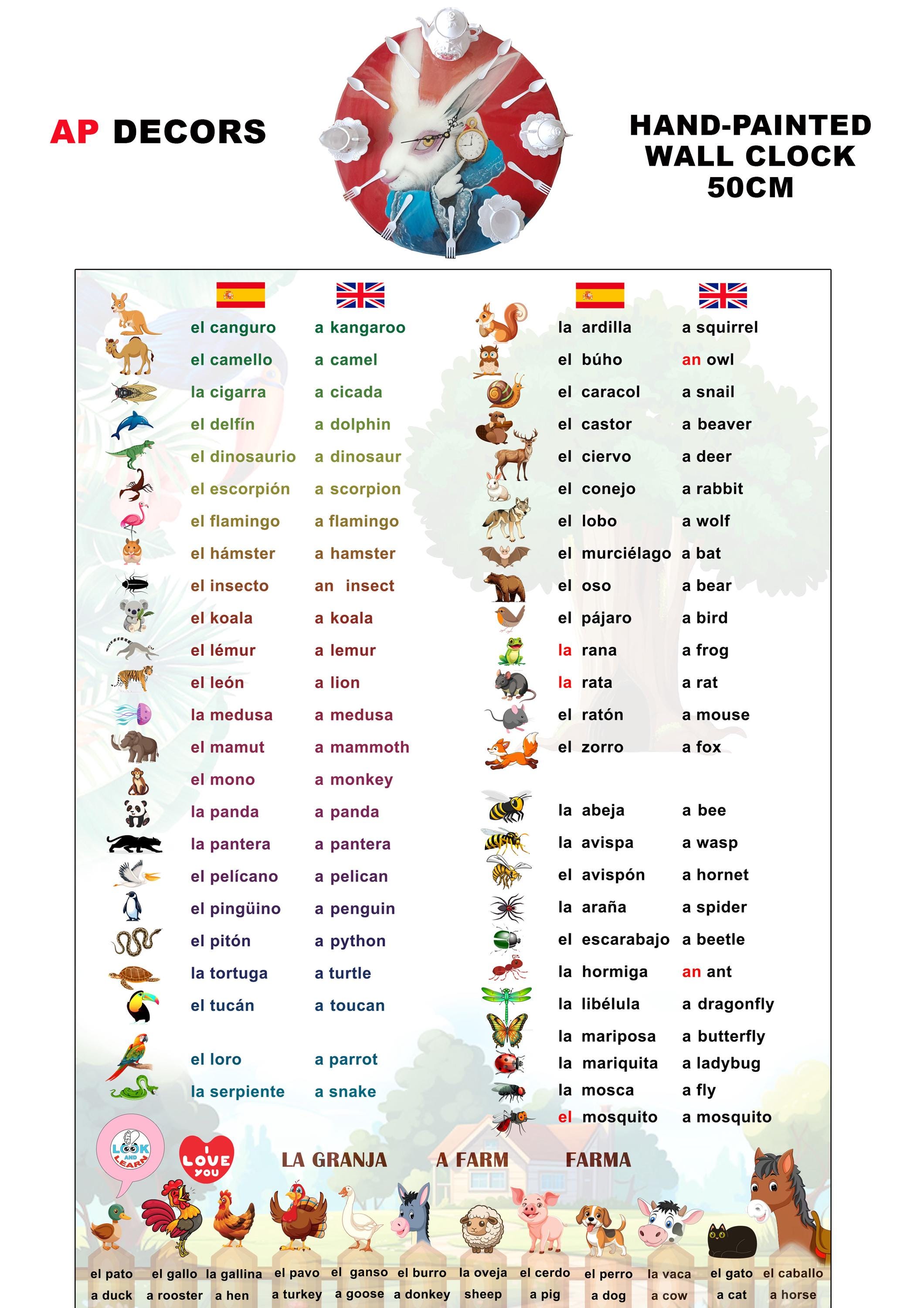 English Worksheet , English Lesson, Spanish Leccion, Las Palabras ...