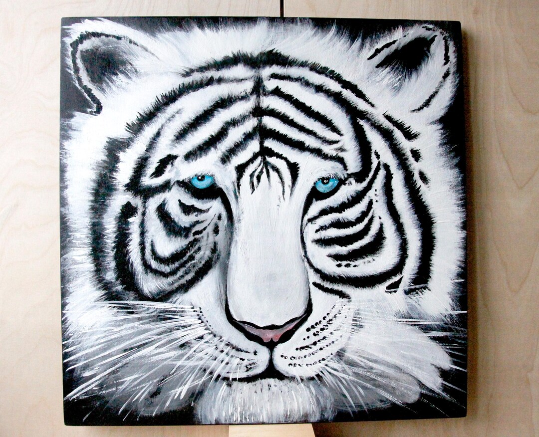 White Tiger Coffee Table, Hand Painted Table, Personalised Table, Art ...