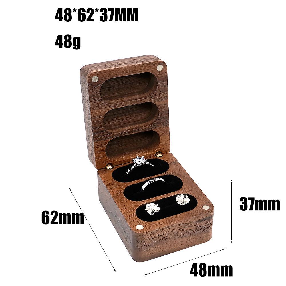 Custom Triple Flip Walnut Wedding Ceremony Ring Box, Engagement Ring ...