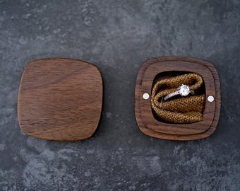 Custom Triple Flip Walnut Wedding Ceremony Ring Box, Engagement Ring ...
