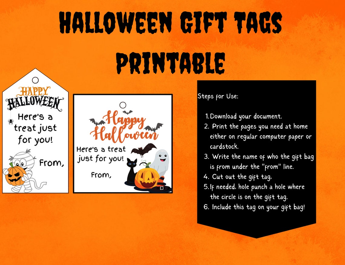 Halloween Gift Tag Printable, Halloween Favor Tag, Halloween Treat Tag ...
