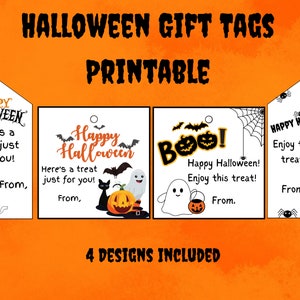Halloween Gift Tag Printable, Halloween Favor Tag, Halloween Treat Tag ...