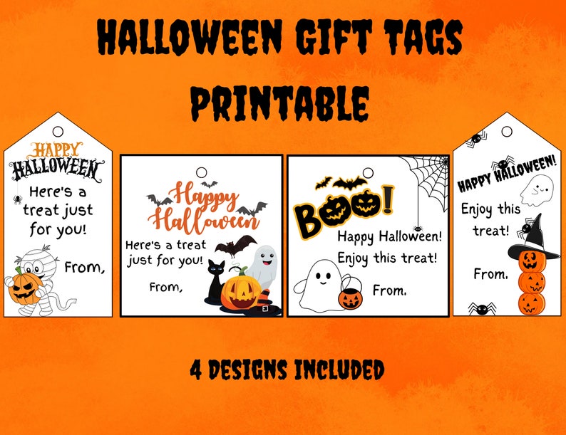 Halloween Gift Tag Printable, Halloween Favor Tag, Halloween Treat Tag ...