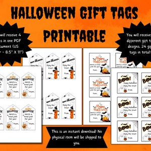Halloween Gift Tag Printable, Halloween Favor Tag, Halloween Treat Tag ...