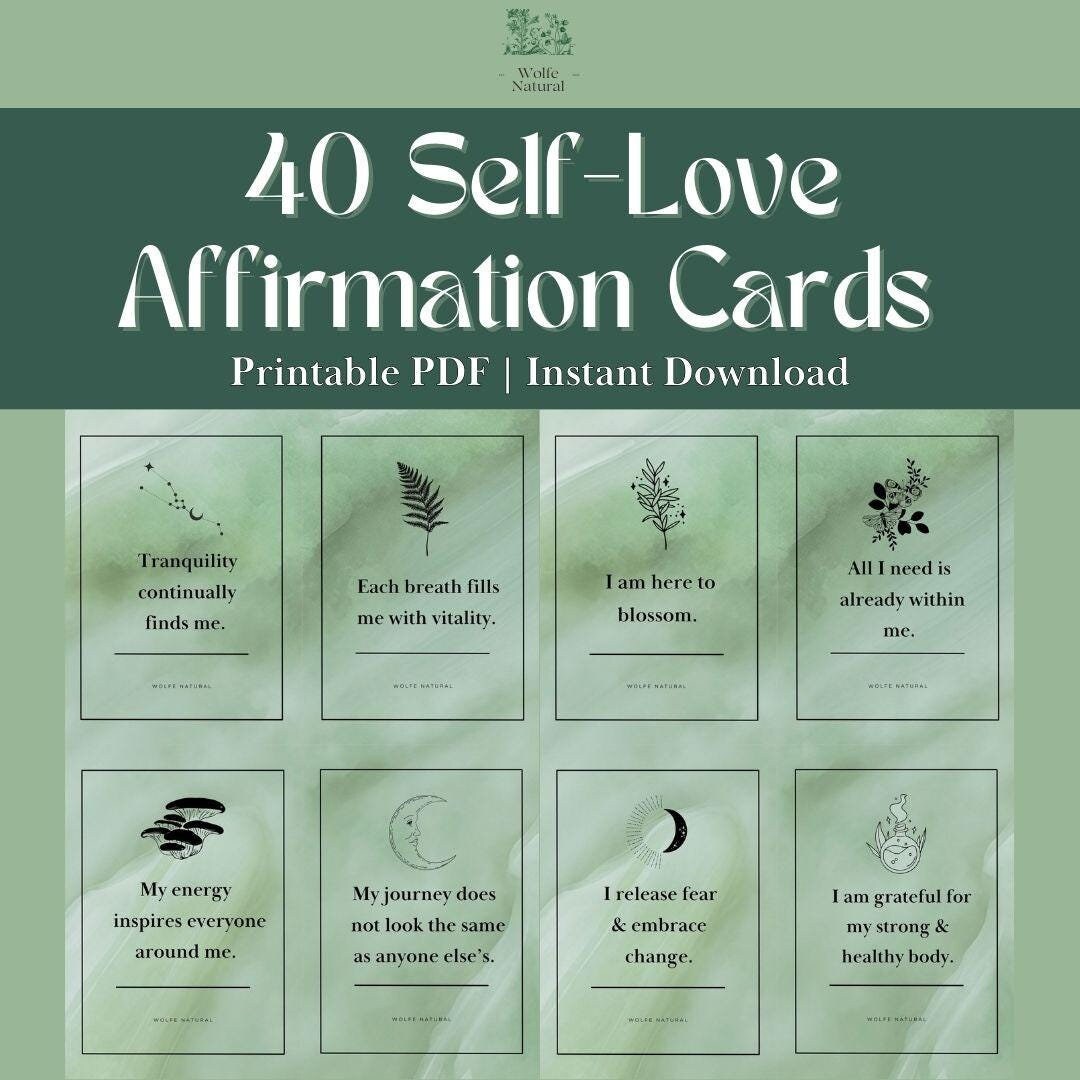 40 Self Love Affirmation Cards Printable | Whimsical | Magical | Earthy ...