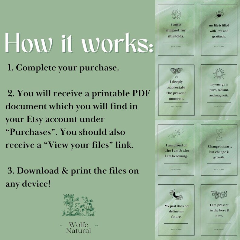40 Self Love Affirmation Cards Printable | Whimsical | Magical | Earthy ...