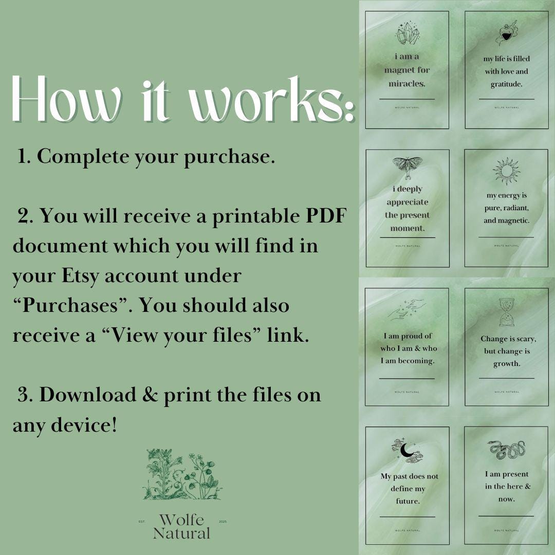 40 Self Love Affirmation Cards Printable | Whimsical | Magical | Earthy ...