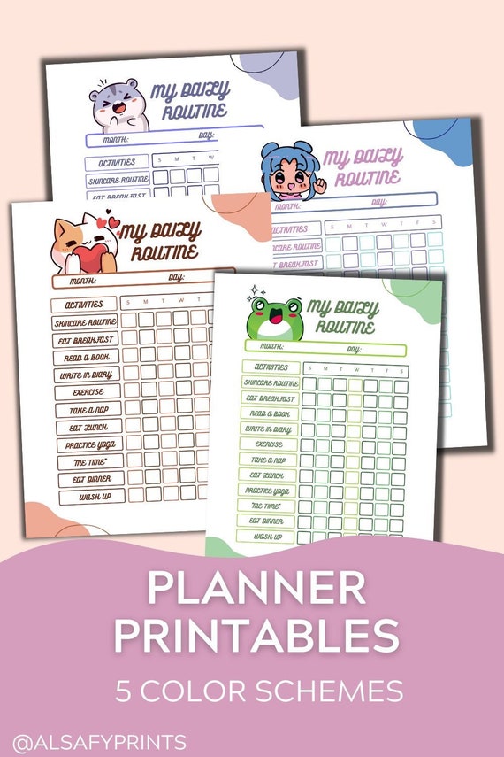 Weekly Planner Printable Kawaii Planner Digital Kawaii Cute - Etsy