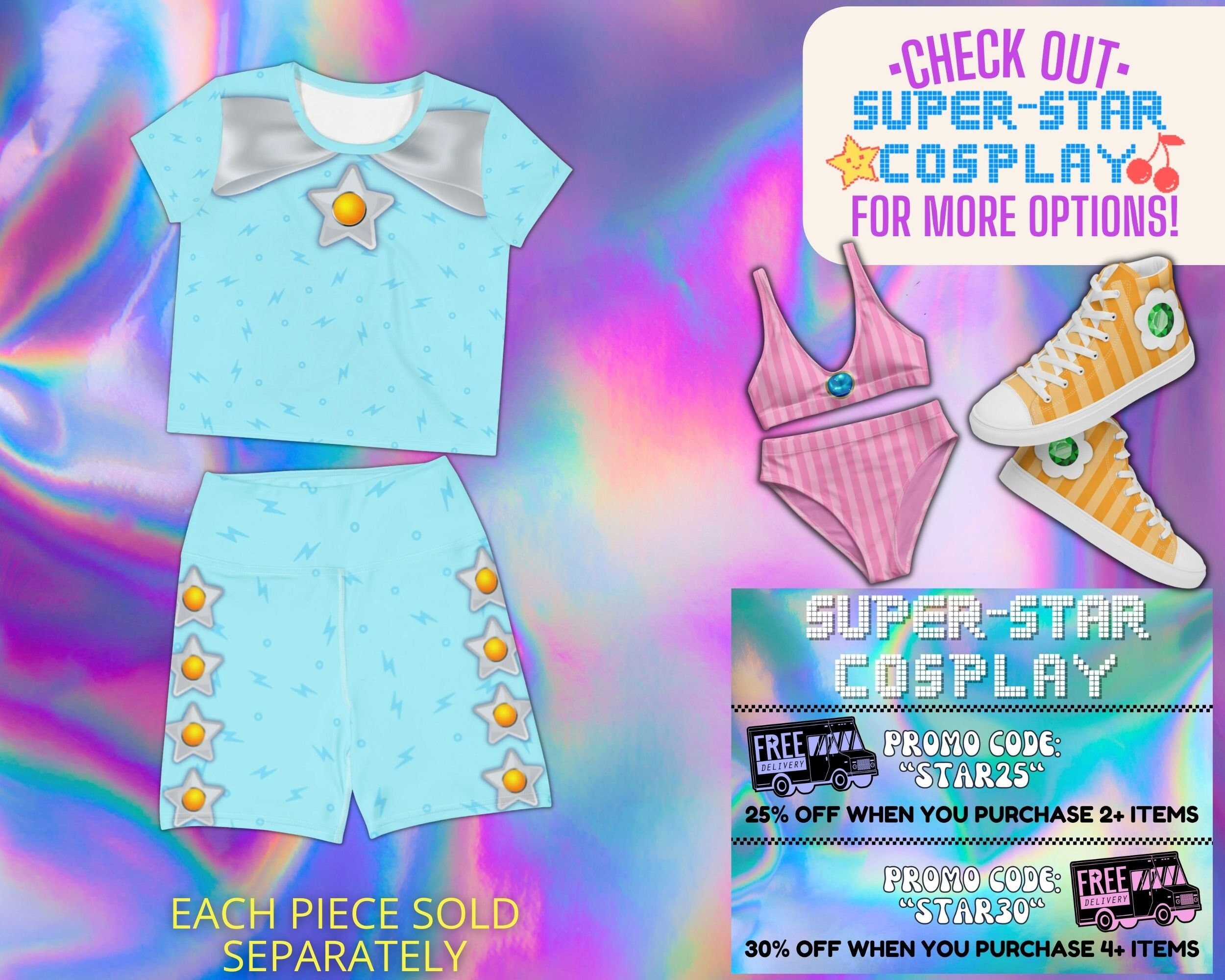 ROSALINA COSPLAY Crop Top All-over Print Crop Tee Blue - Etsy