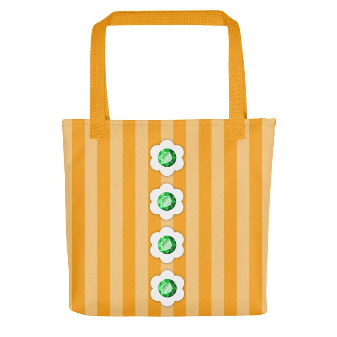 DAISY YELLOW Tote Bag, White Daisy Medallion With Green Gem Stone ...