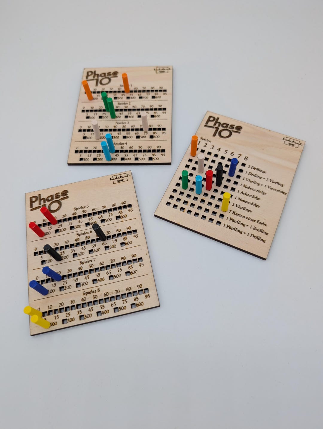 Phase 10 Wooden Game Board | 3-piece Game Board | Phase 10 Accessories ...