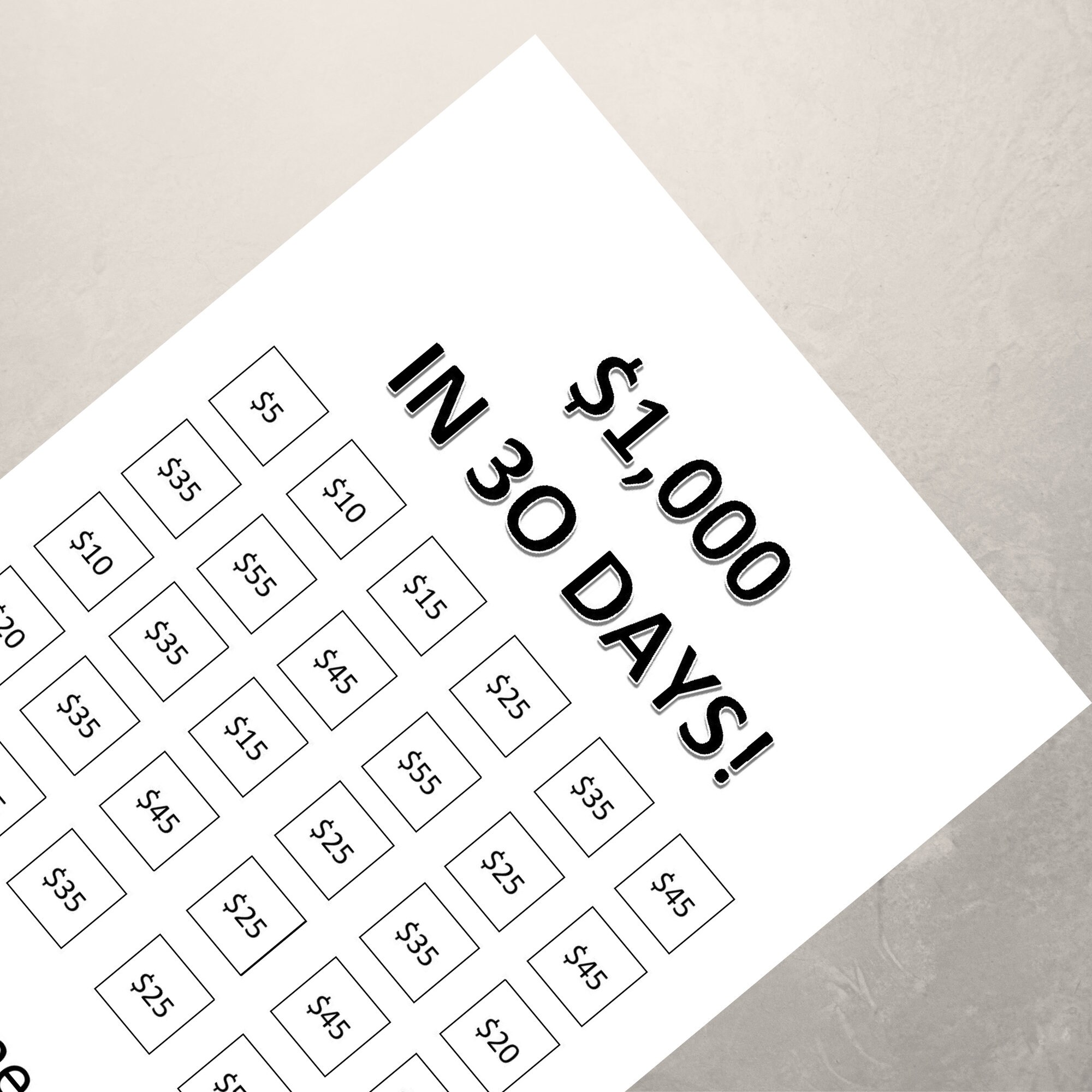 No Saving Challenge ,printable 1000 in 30 Days Cash Savings Goals ...