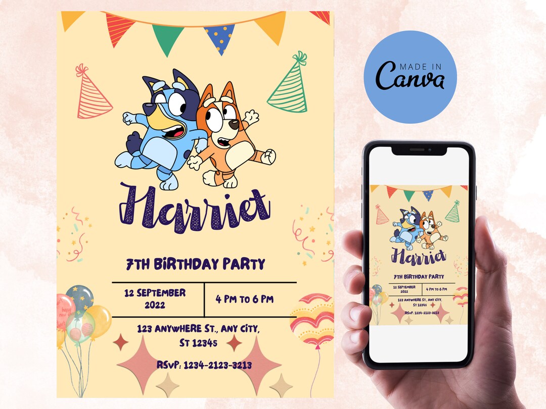 Bluey Birthday Invitation Instant Download Digital Invite - Etsy