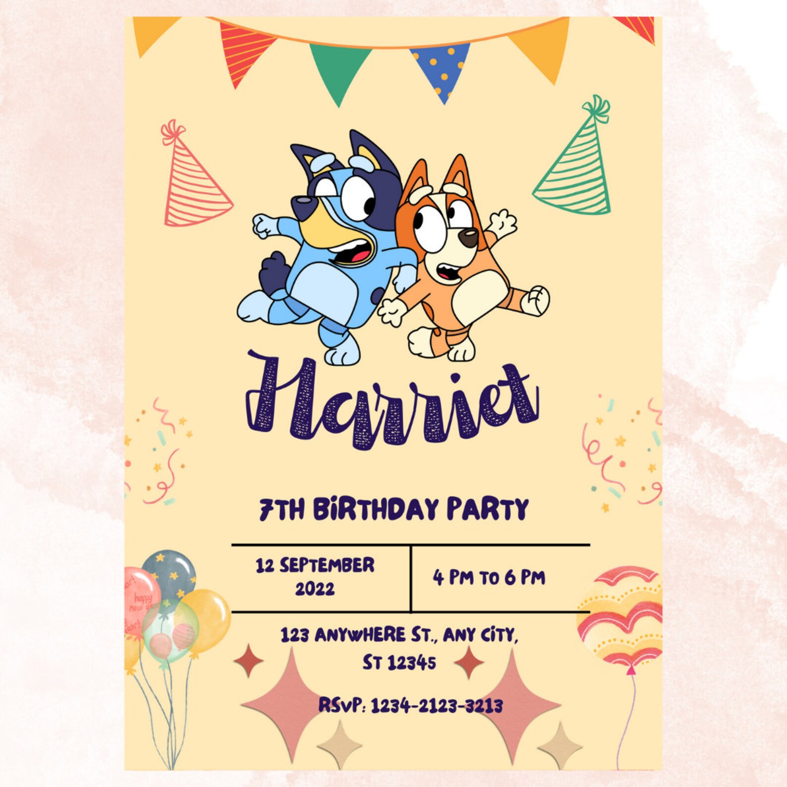 Bluey Birthday Invitation Instant Download Digital Invite - Etsy