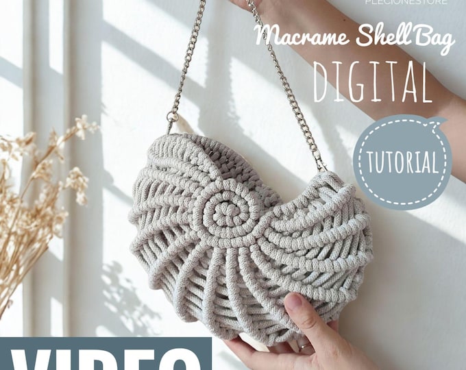 Macrame Shell Bag VIDEO Tutorial: DIY Boho Purse Pattern (digital ...