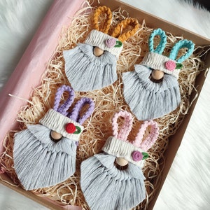 Macrame Easter Gnome Box /4 Bunny Gnome Mix /easter Gnome /gnome Spring Decor /easter Decor ...