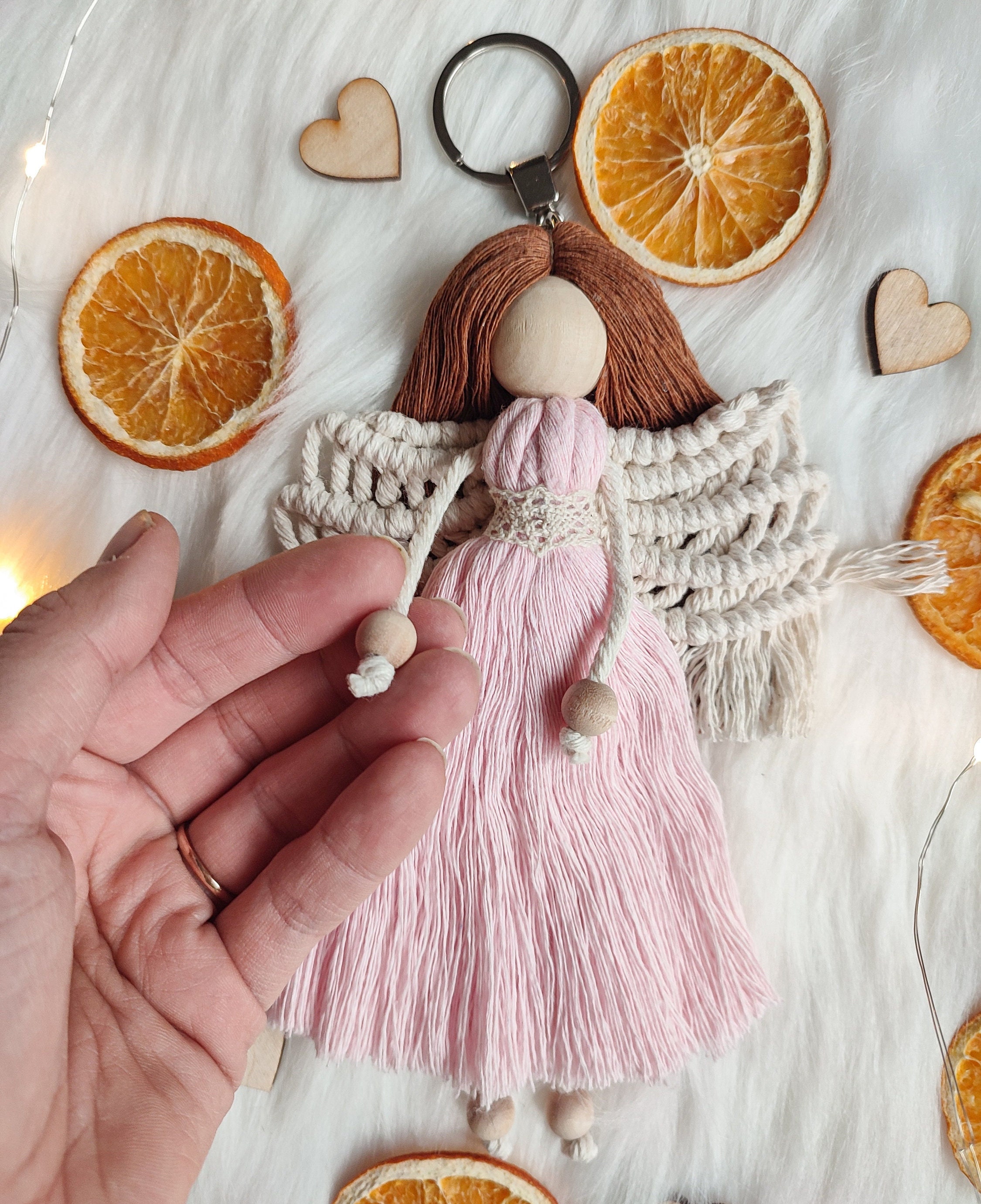 Boho Macrame Angel Keychain Bag Charm Bulk Keychain - Etsy